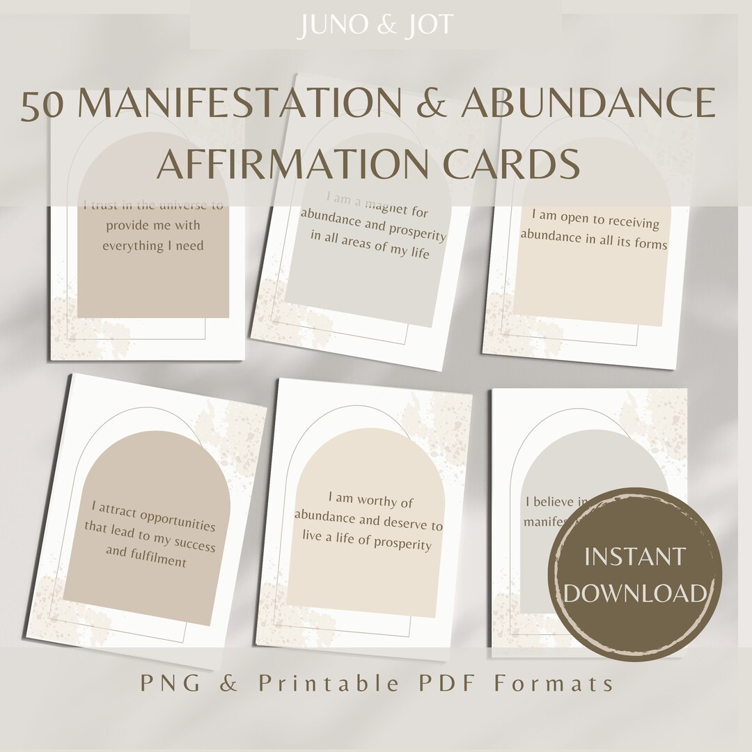 Digital Affirmation Cards, Printable Affirmation Deck, Manifestation ...
