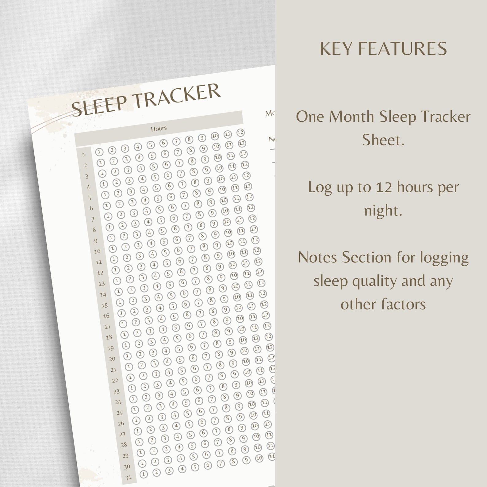 Digital Sleep Tracker, Monthly Sleep Log, Printable Sleep Tracker ...
