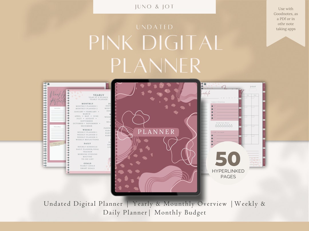 Pink Digital Planner, Cute Journal, Goodnotes Girl Planner, Notability ...