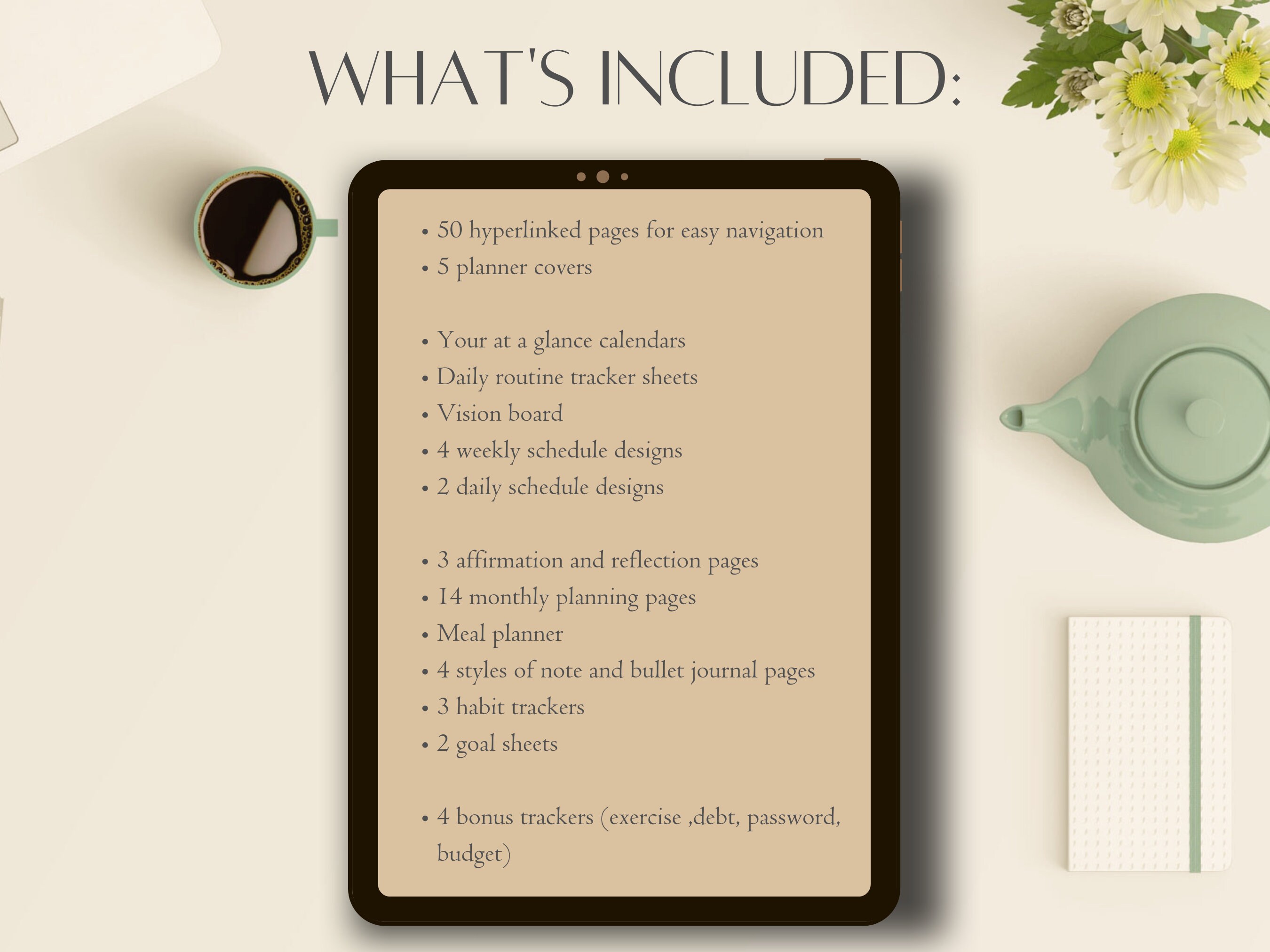 Neutral Self-care Digital Planner: Undated Minimalist Journal (PDF) - Etsy