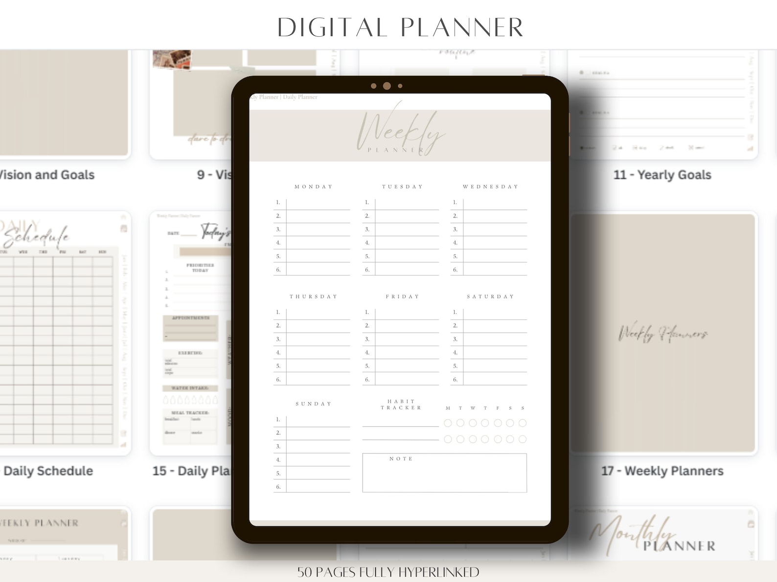 Neutral Self-care Digital Planner: Undated Minimalist Journal (PDF) - Etsy