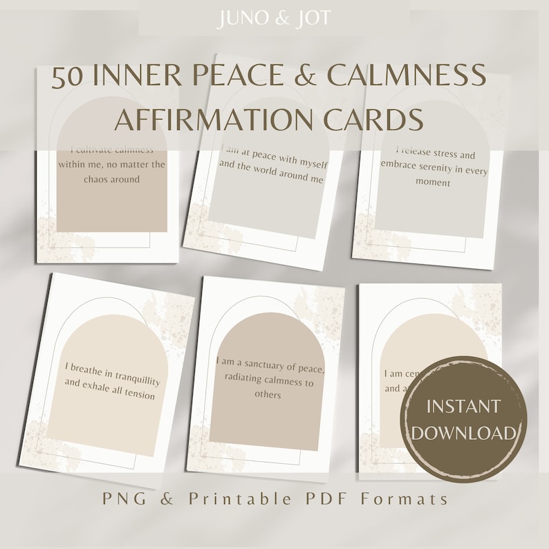 50 Inner Peace Affirmation Cards: Daily Motivational Quotes (printable ...