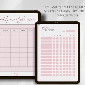 Pink Coquette Digital Planner, Cute Bow Journal, Flower Calendar ...