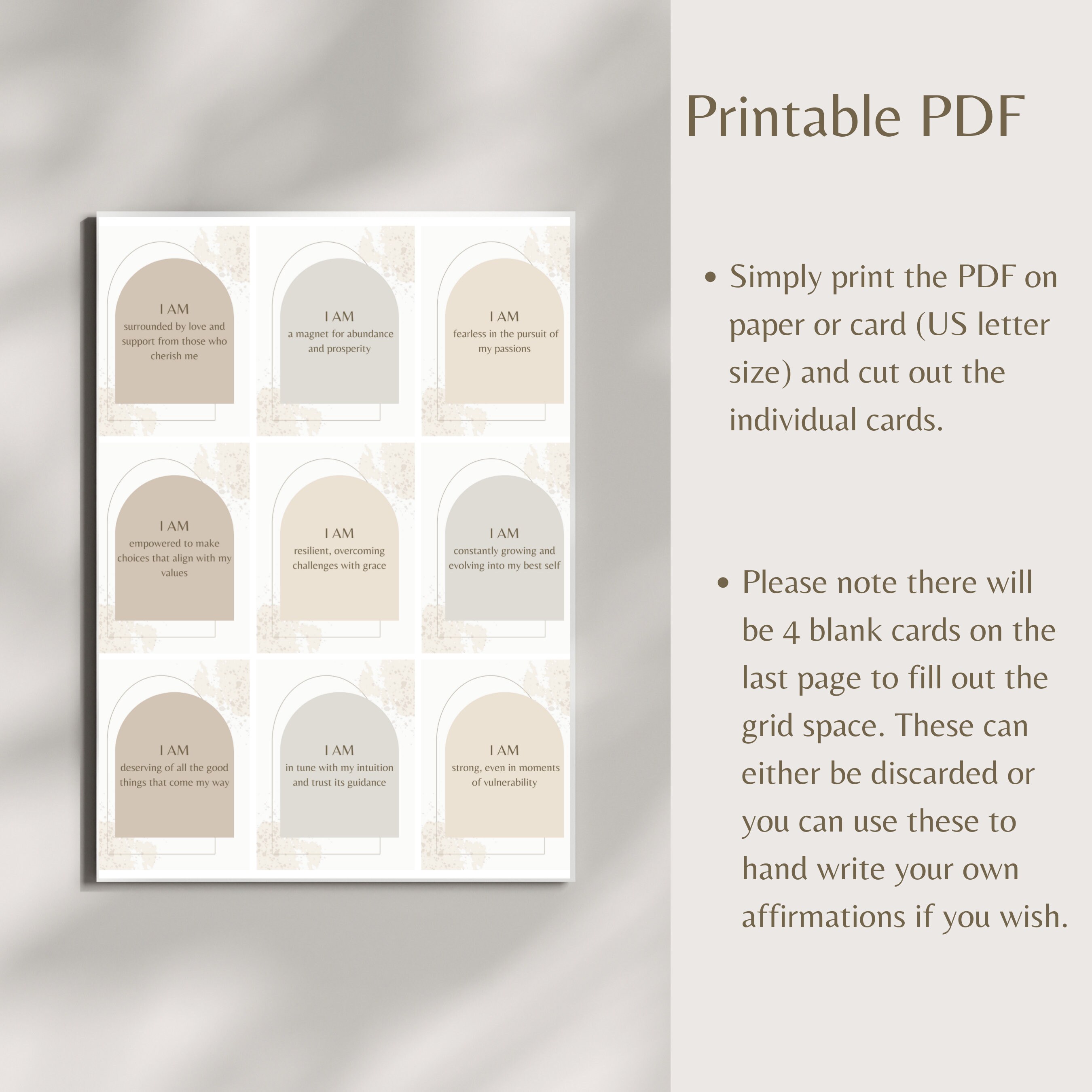 Digital Affirmation Cards, Printable Affirmation Deck, I Am Affirmation ...