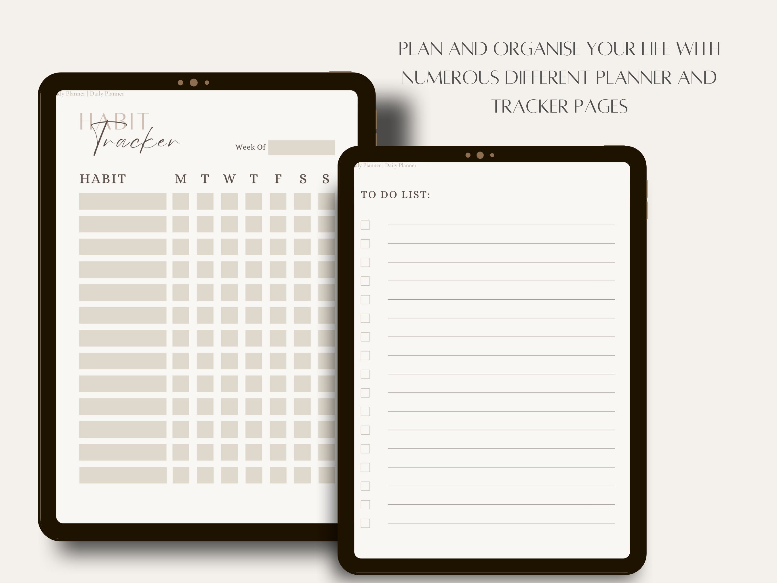 Neutral Self-care Digital Planner, Minimalist Undated Journal ...
