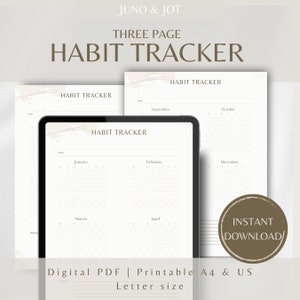 Yearly Habit Tracker Printable: Goal Log, Routine Chart (PDF) - Etsy