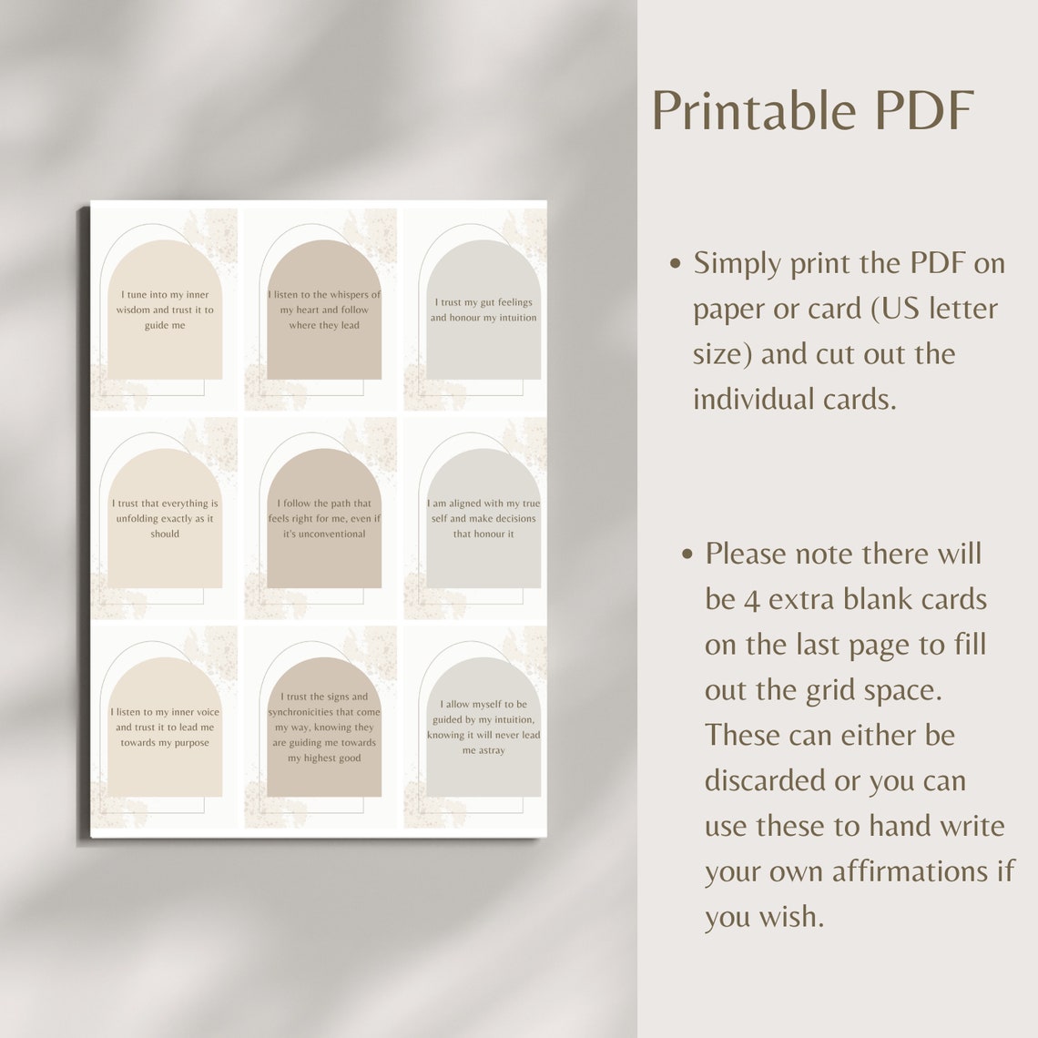 Digital Affirmation Cards, Printable Affirmation Deck, Intuition ...