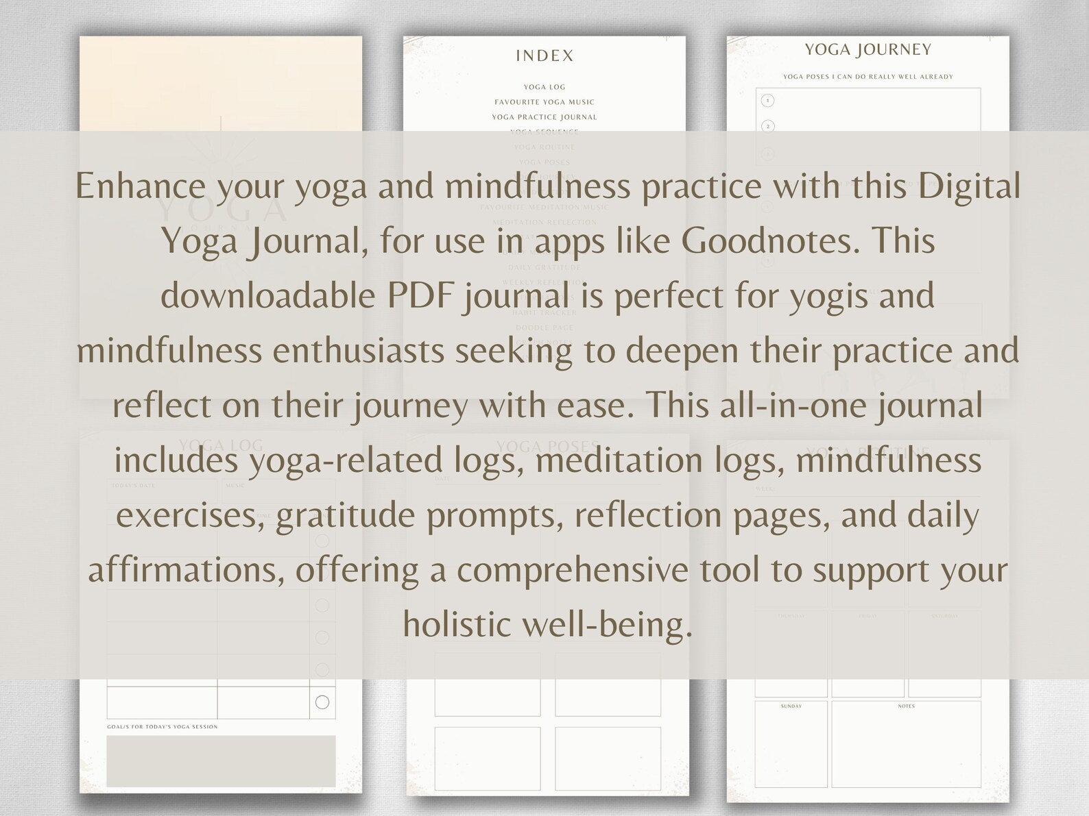 Digital Yoga Practice Journal, Meditation Tracker, Yoga Poses Planner ...