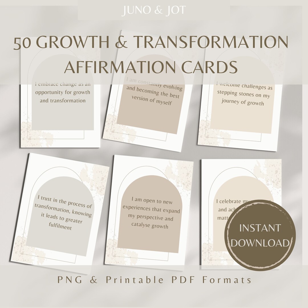 Digital Affirmation Cards, Printable Affirmation Deck, Growth ...