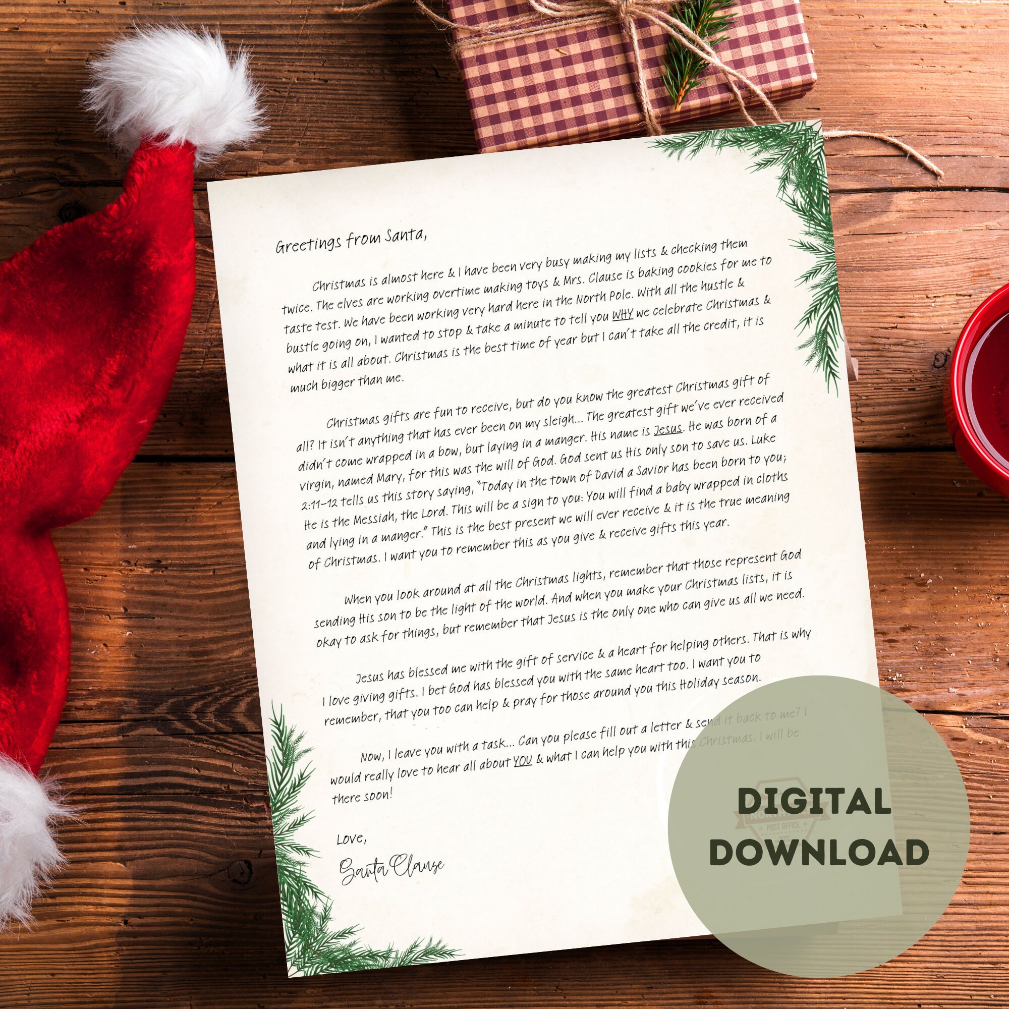 Printable Letter to From Santa Clause Instant Download - Etsy