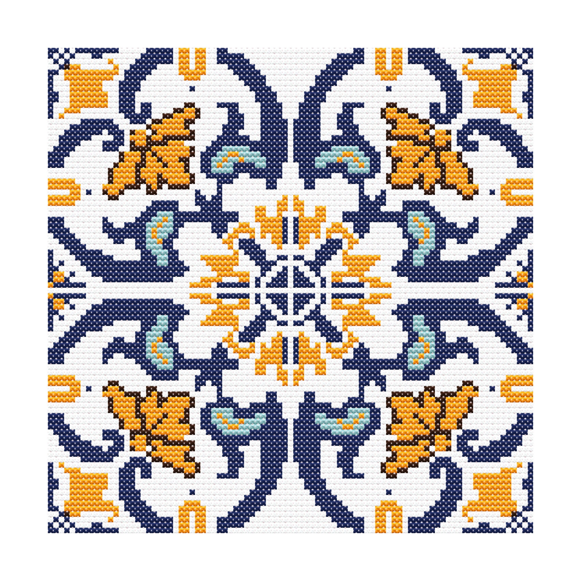 Tile Cross Stitch Pattern, Tile Cross Stitch, Portuguese Tile ...
