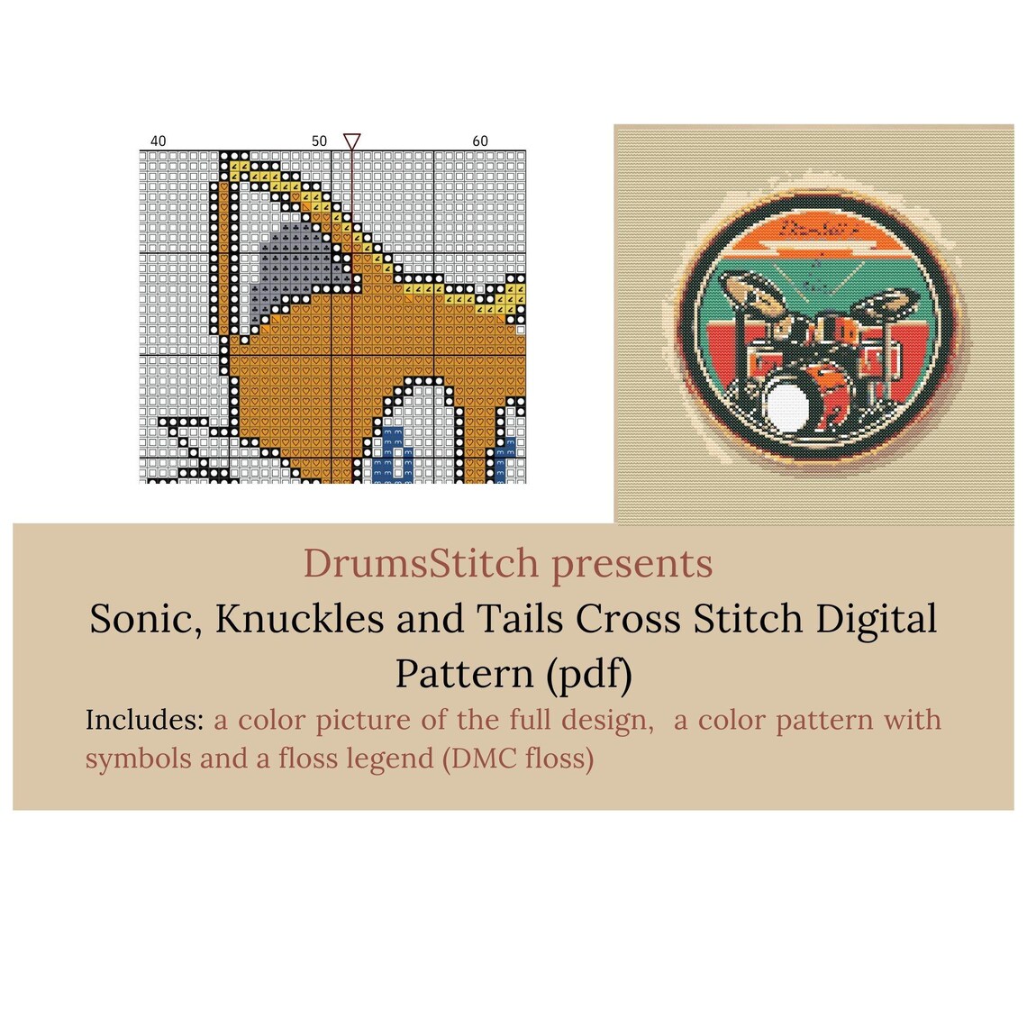 Sonic the Hedgehog, Knuckles, Tails, Cross Stitch Pattern, Retro Game ...