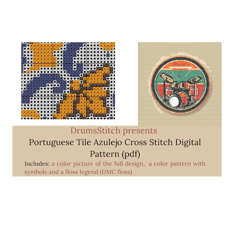 Tile Cross Stitch Pattern, Tile Cross Stitch, Portuguese Tile ...