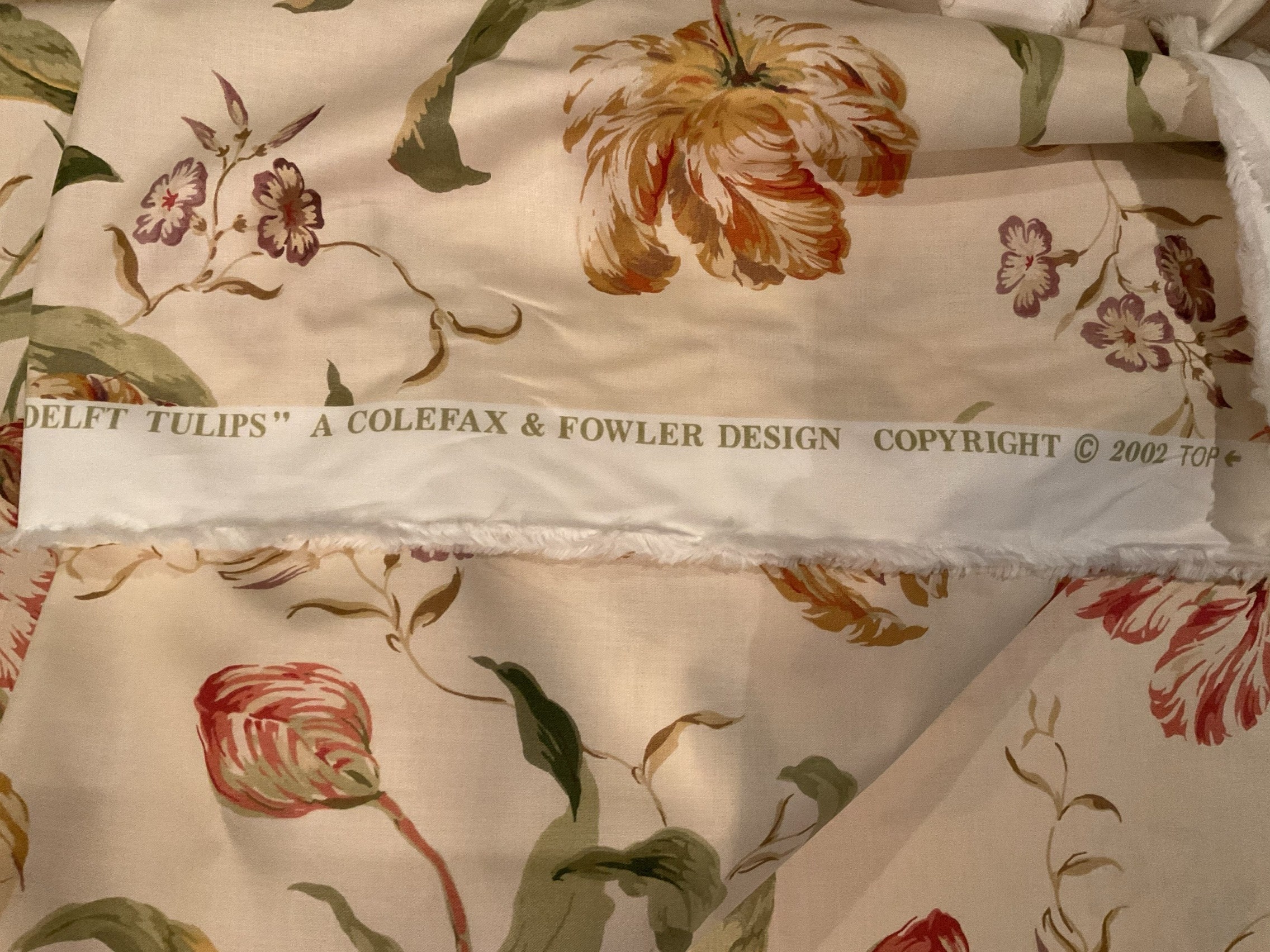 Colefax and Fowler, “delft Tulips”, Chintz Fabric. One Single Piece 54 ...
