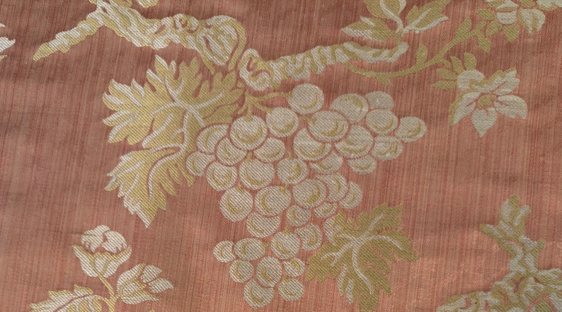 Silk Brocade Designer Rare Find Fabric With Woven Flowers and Grape ...