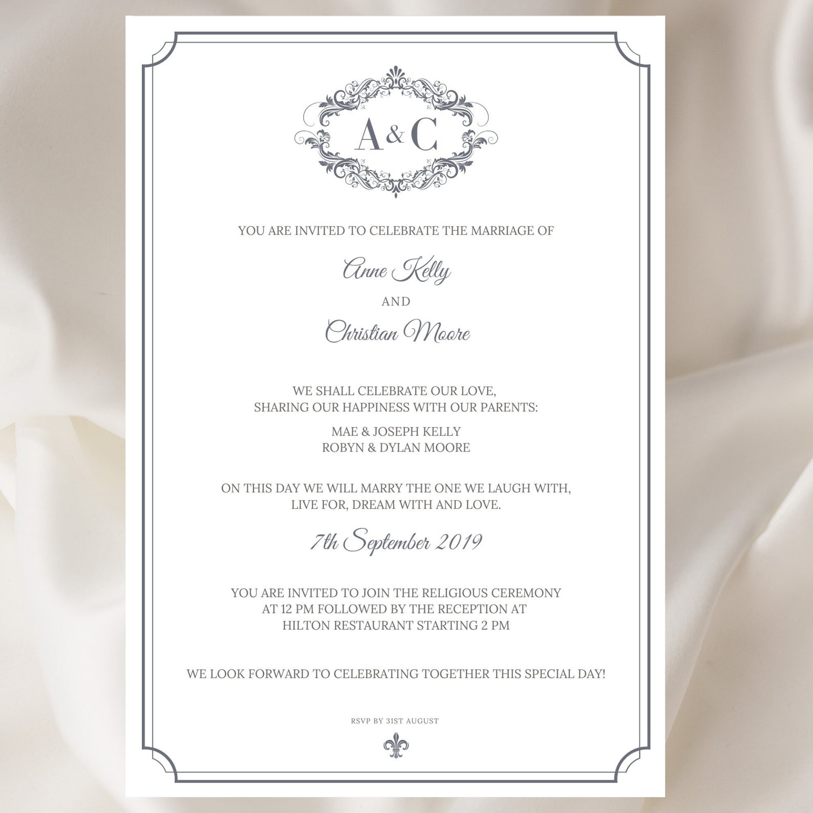 Royal Wedding Invitation Template, Wedding Invitation Editable, Wedding ...