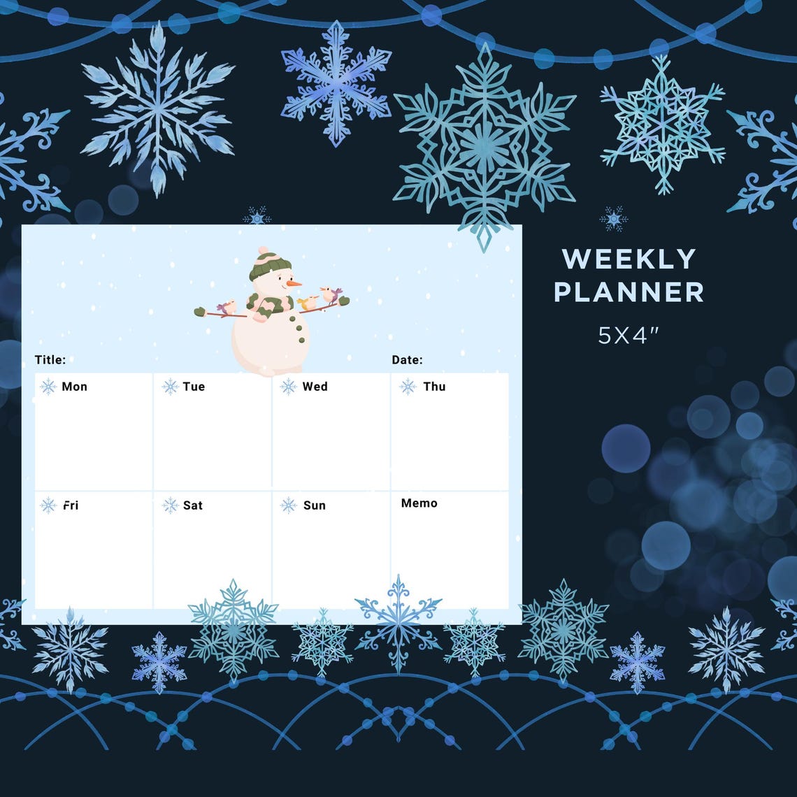 Printable Snowman Planner Set - Weekly & Daily Schedules - To-do Lists ...