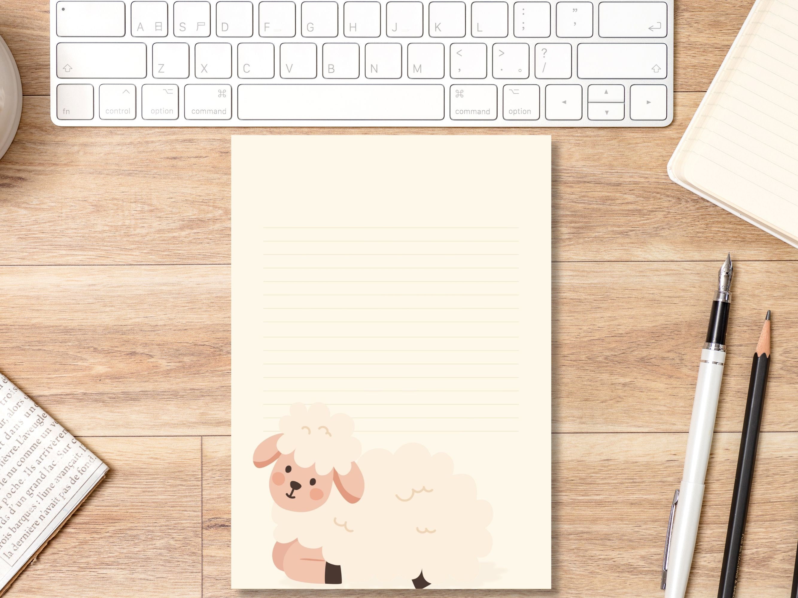 Cute Bear & Sheep Printable Notepad Kawaii Stationery A5 Size Digital ...