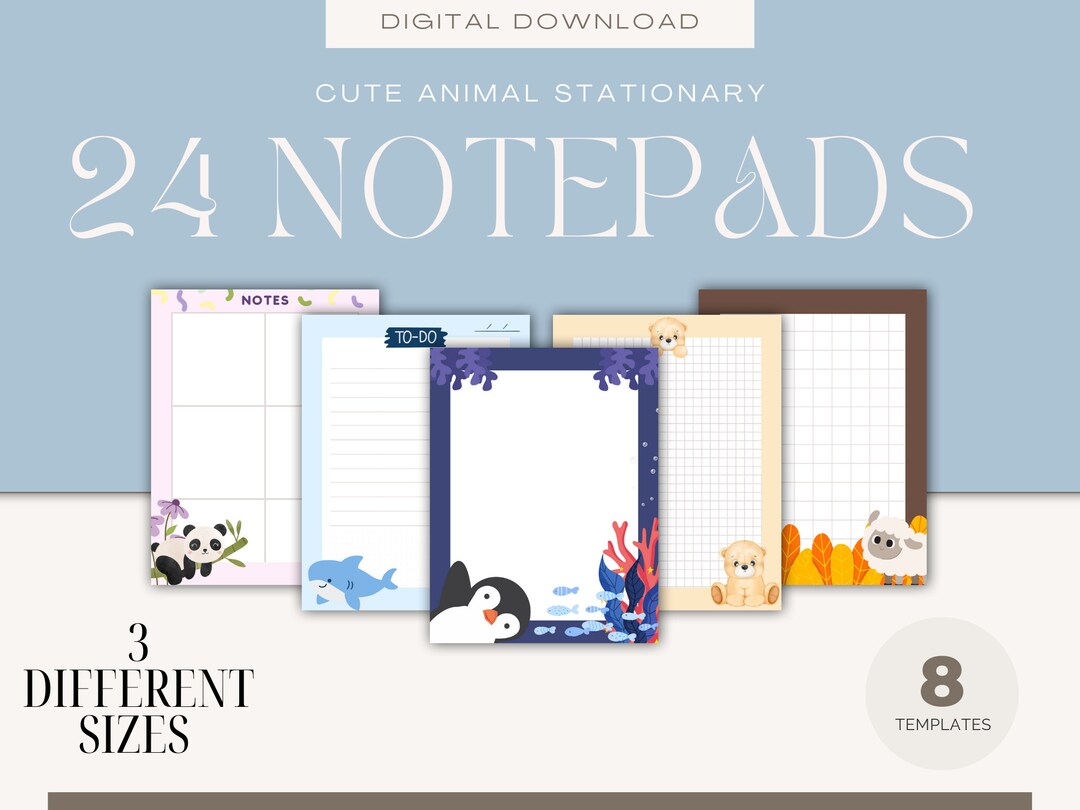 Animal-themed Digital Notepads: 24 Unique Designs for Planning - Etsy