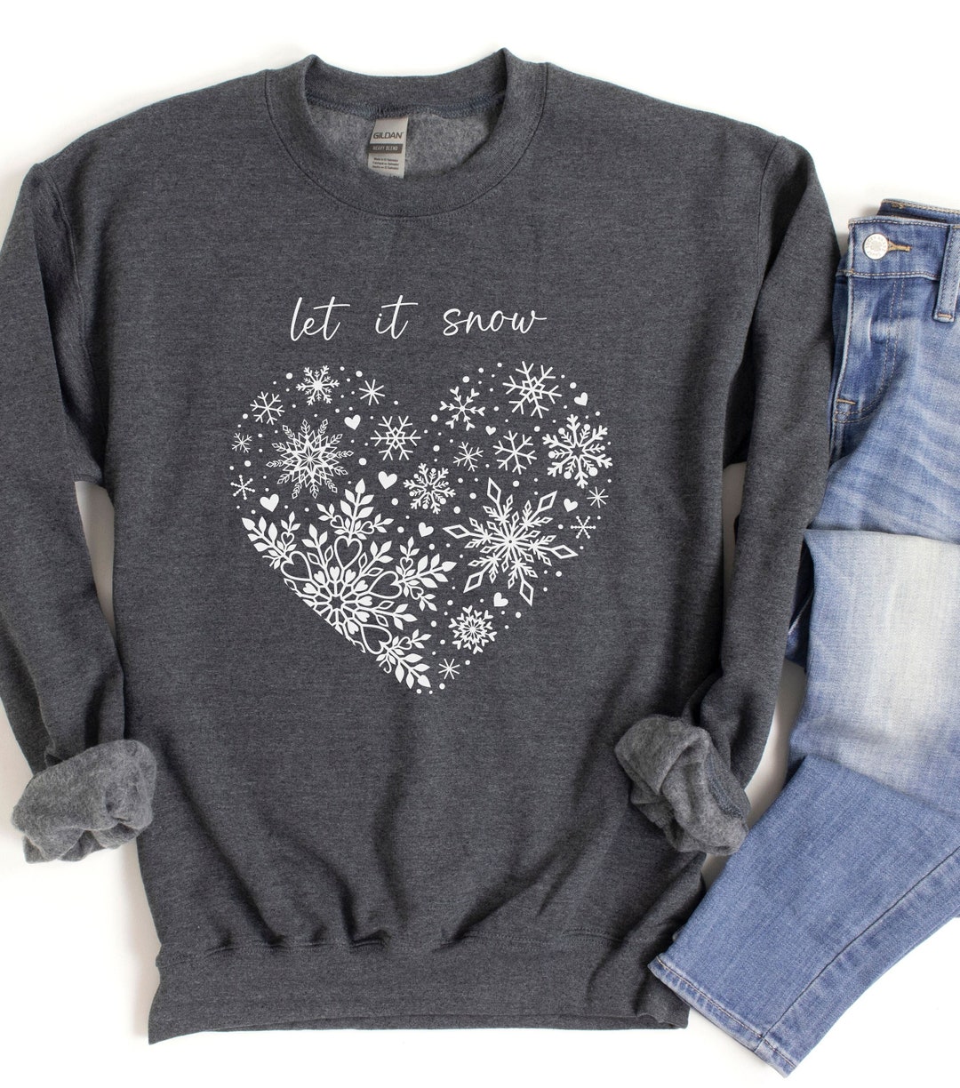 Snowflake Sweatshirt, Let It Snow Sweatshirt, Women's Christmas Sweater ...
