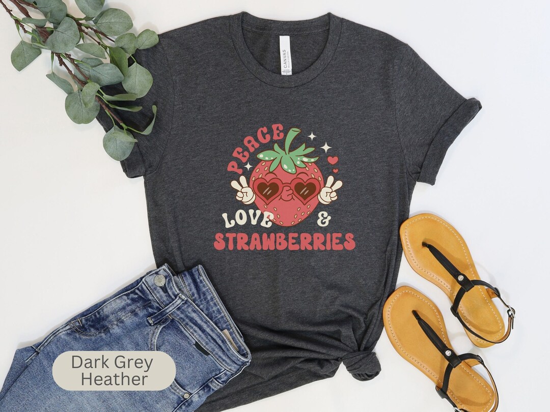 Retro Strawberry Shirt for Her, Peace Love Strawberries, Vintage ...