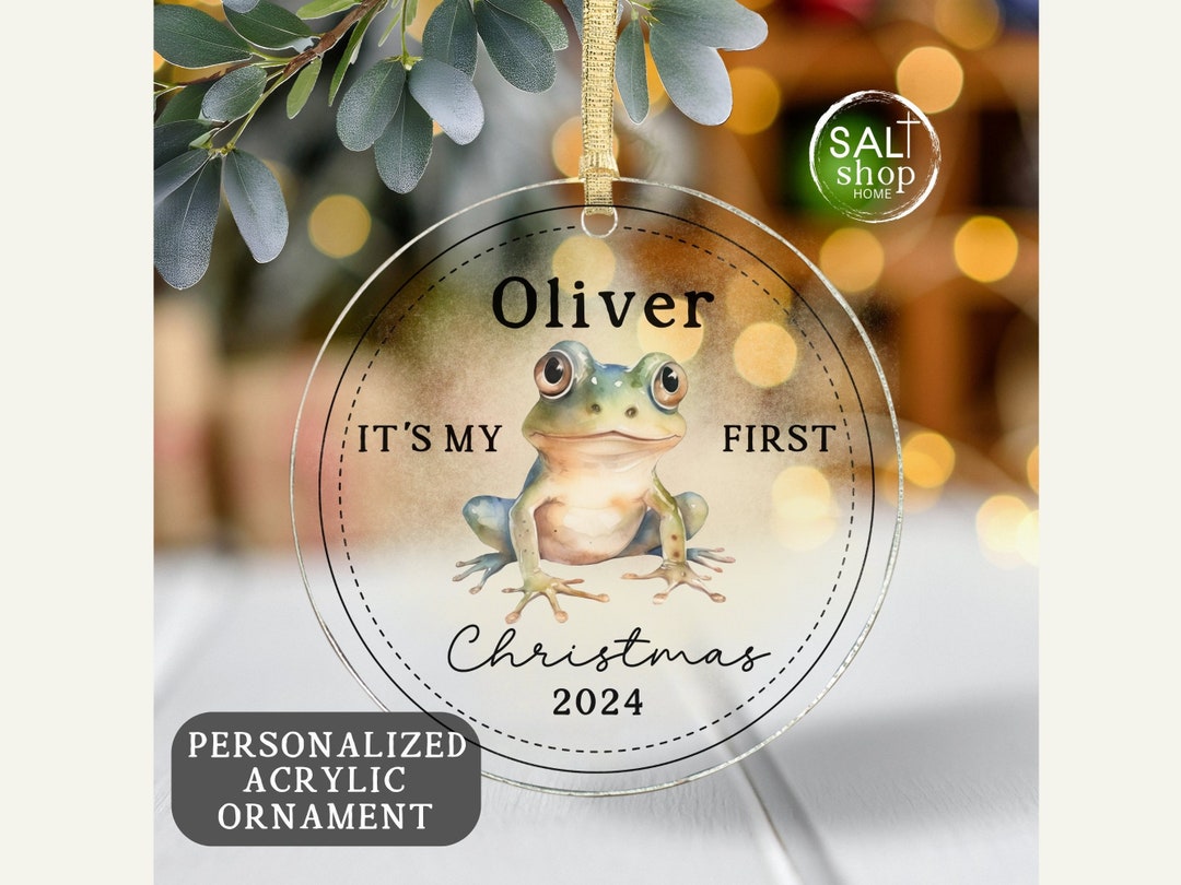 1st Christmas Ornament Baby Boy Frog Ornament Personalized First ...