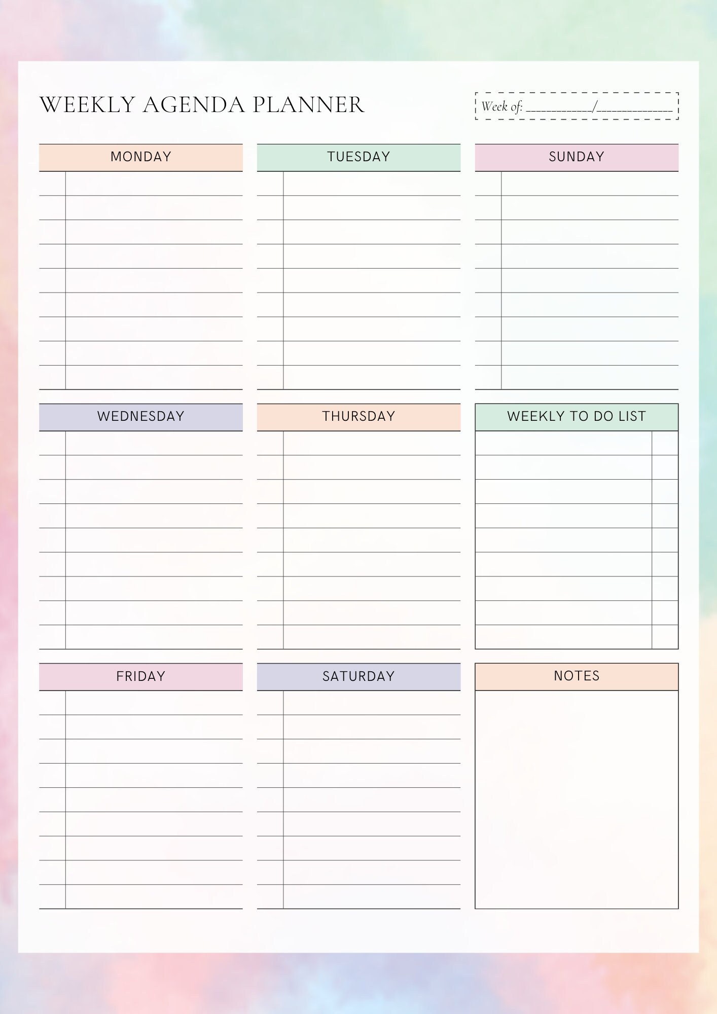 Weekly Bills Panner & Saving - Etsy