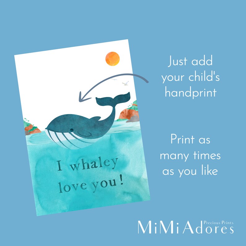Whale Handprint Printable Craft Handprint Keepsake Easy - Etsy