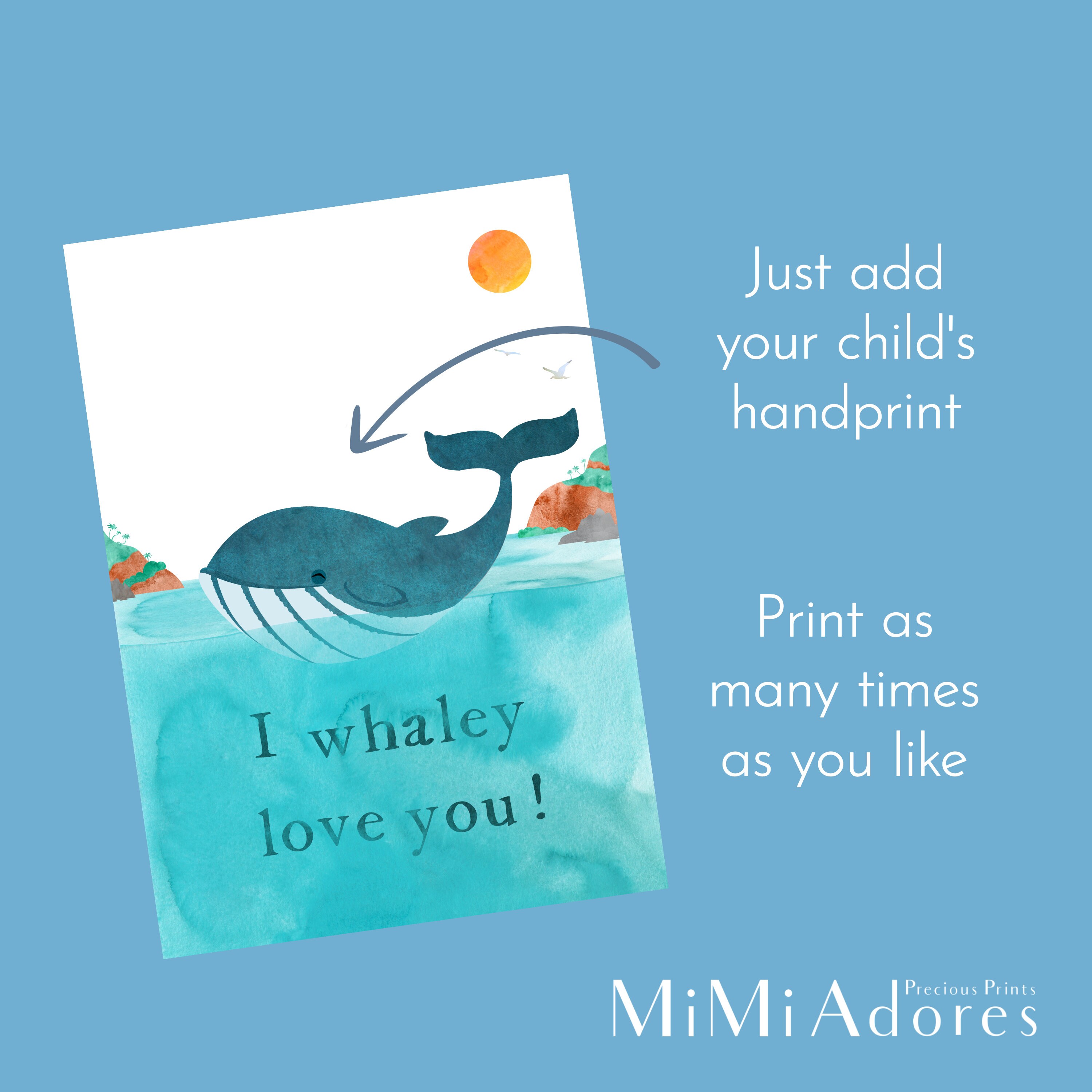 Whale Handprint Printable Craft Handprint Keepsake Easy - Etsy