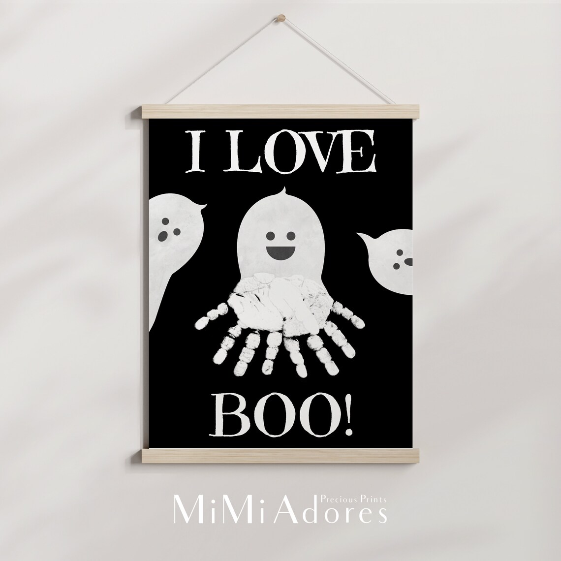 Halloween Handprint Art Craft I Love Boo Handprint Ghost - Etsy