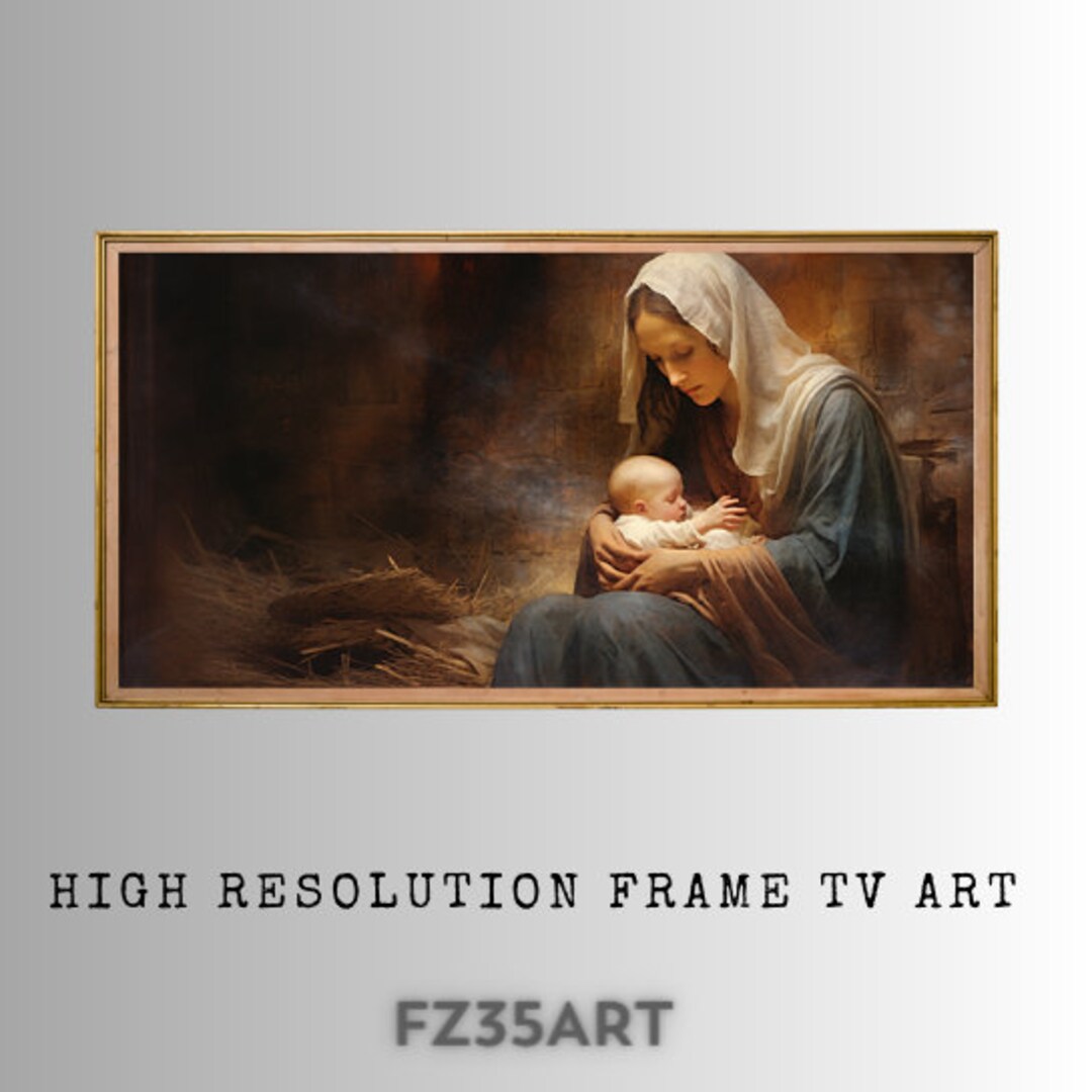 Digital Frame TV Art, Nativity Frame TV Art, Christian Spiritual Sacred ...