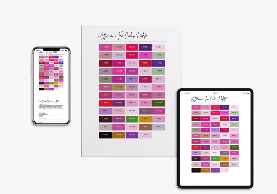 Afternoon Tea Color Palette, HEX Codes, Photoshop Palette, Illustrator ...