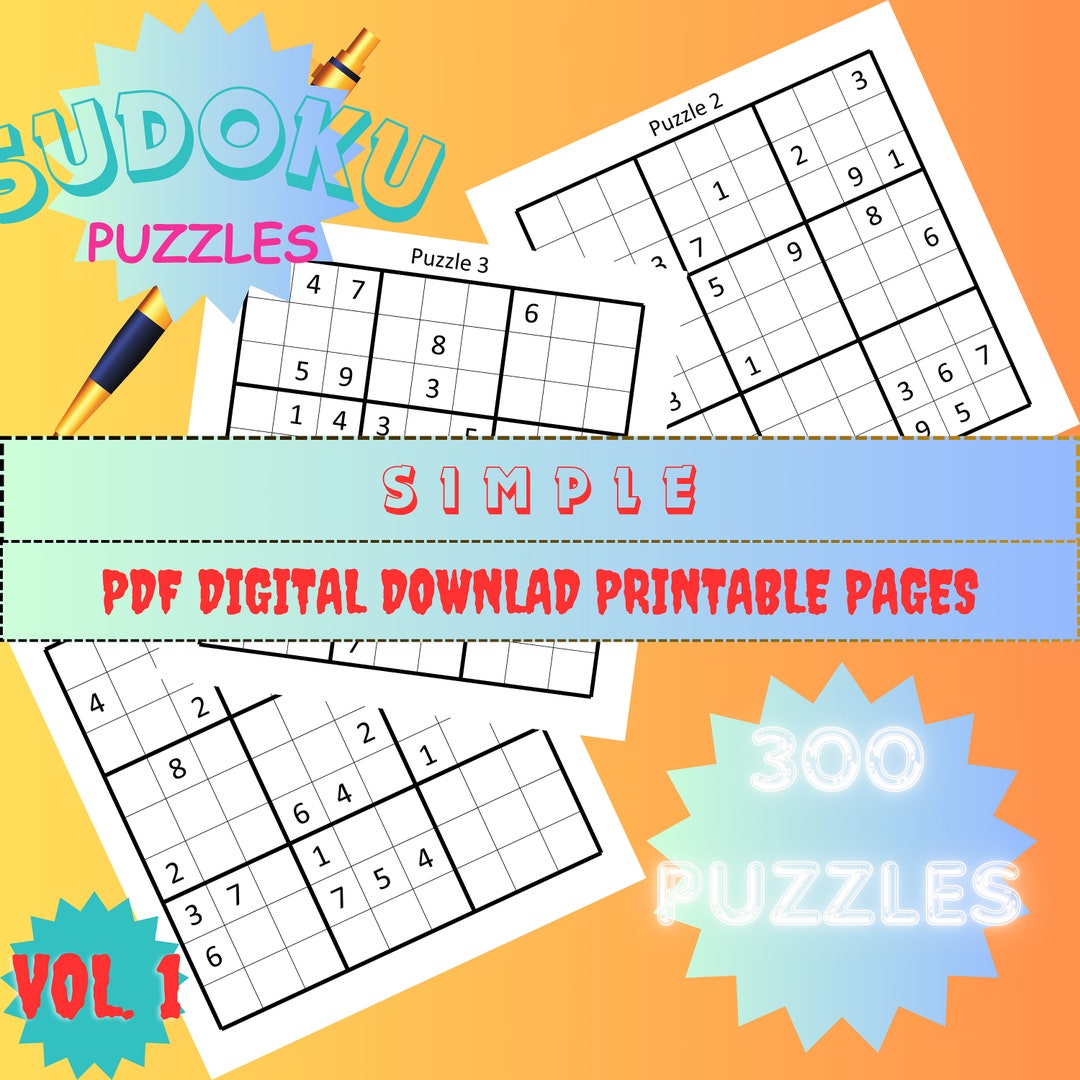 Sudoku Simple - Collection of 300 Puzzles - Etsy
