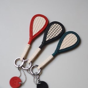 Handcrafted Genuine Leather Tennis Racket Leather Bag Charm, Customized ...