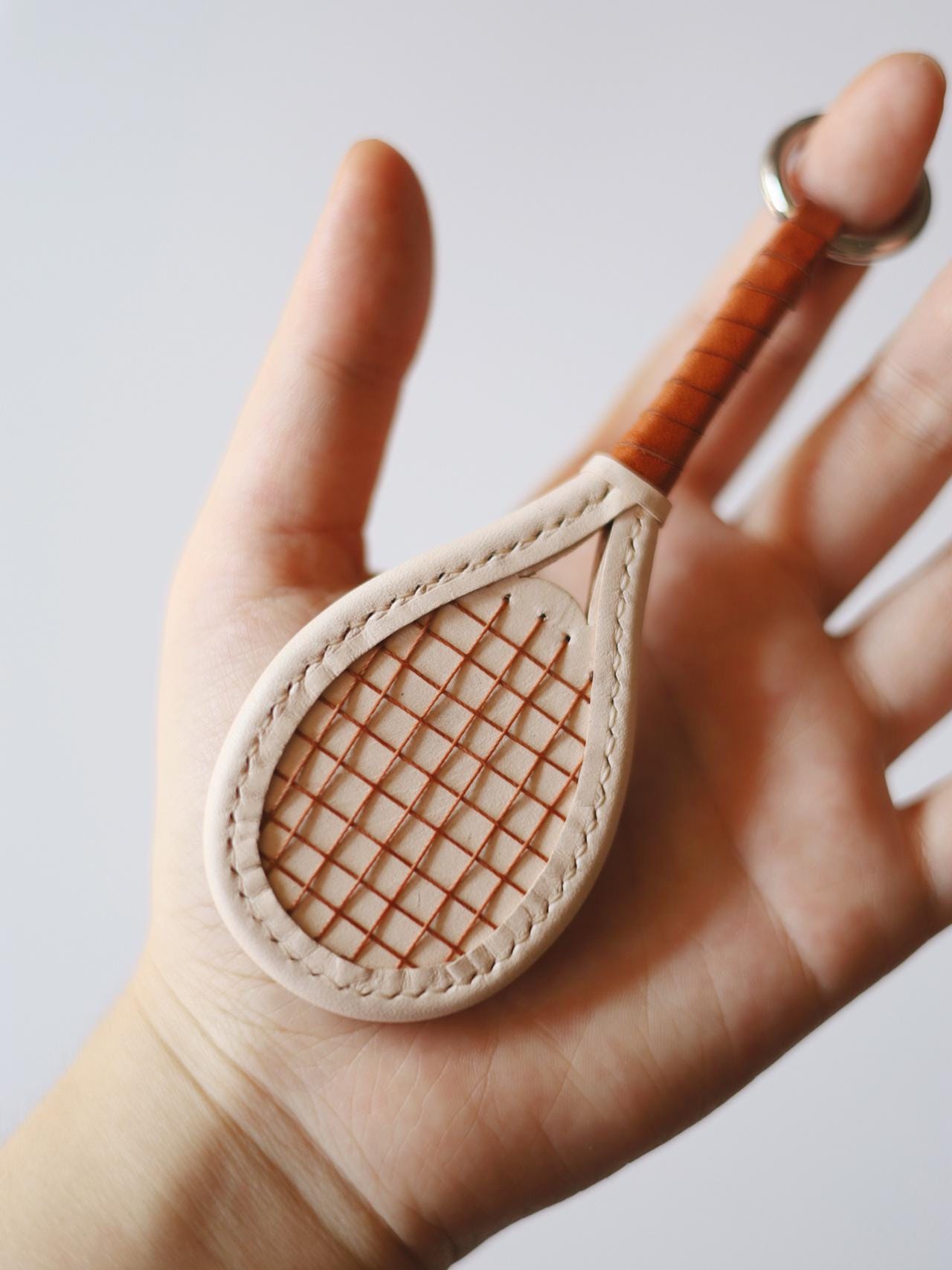 Handcrafted Genuine Leather Tennis Racket Leather Bag Charm, Customized ...