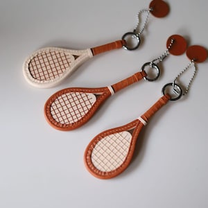 Handcrafted Genuine Leather Tennis Racket Leather Bag Charm, Customized ...