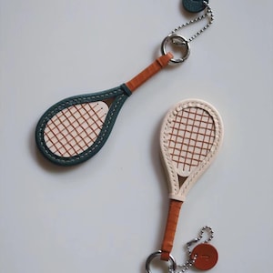 Handcrafted Genuine Leather Tennis Racket Leather Bag Charm, Customized ...