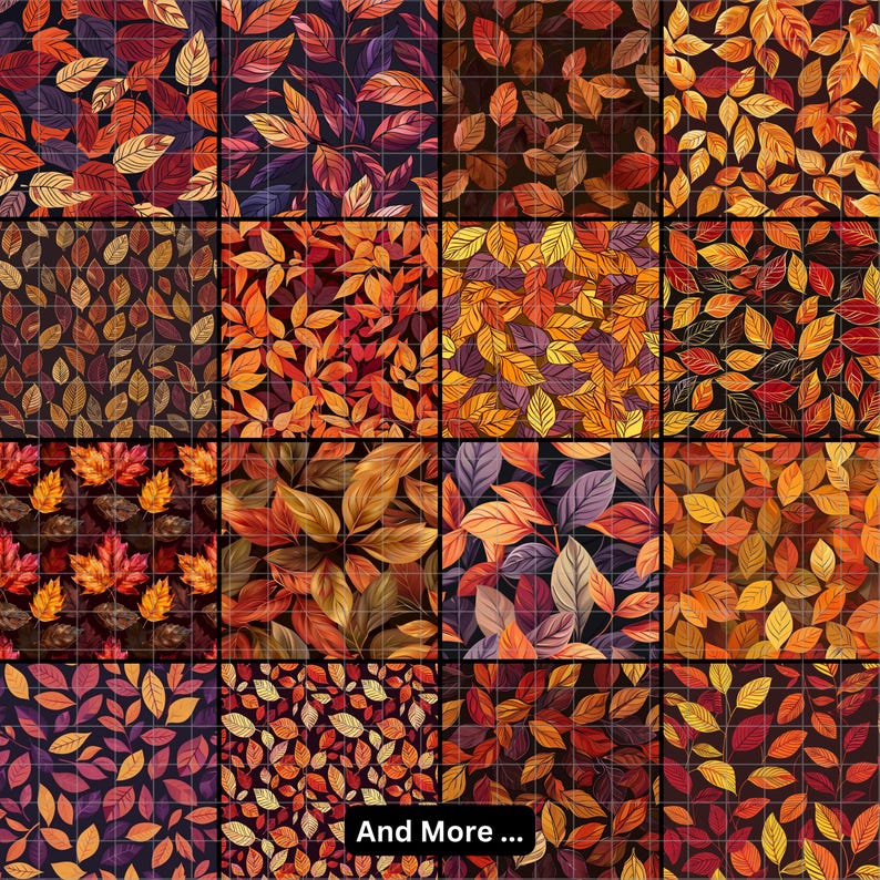Fall Leaves Vector Seamless Patterns Pack, Autumn Leaves Digital Papers ...