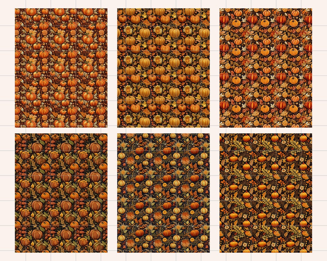 Pumpkin Embroidery Seamless Patterns, Fall Autumn Embroidery Digital ...