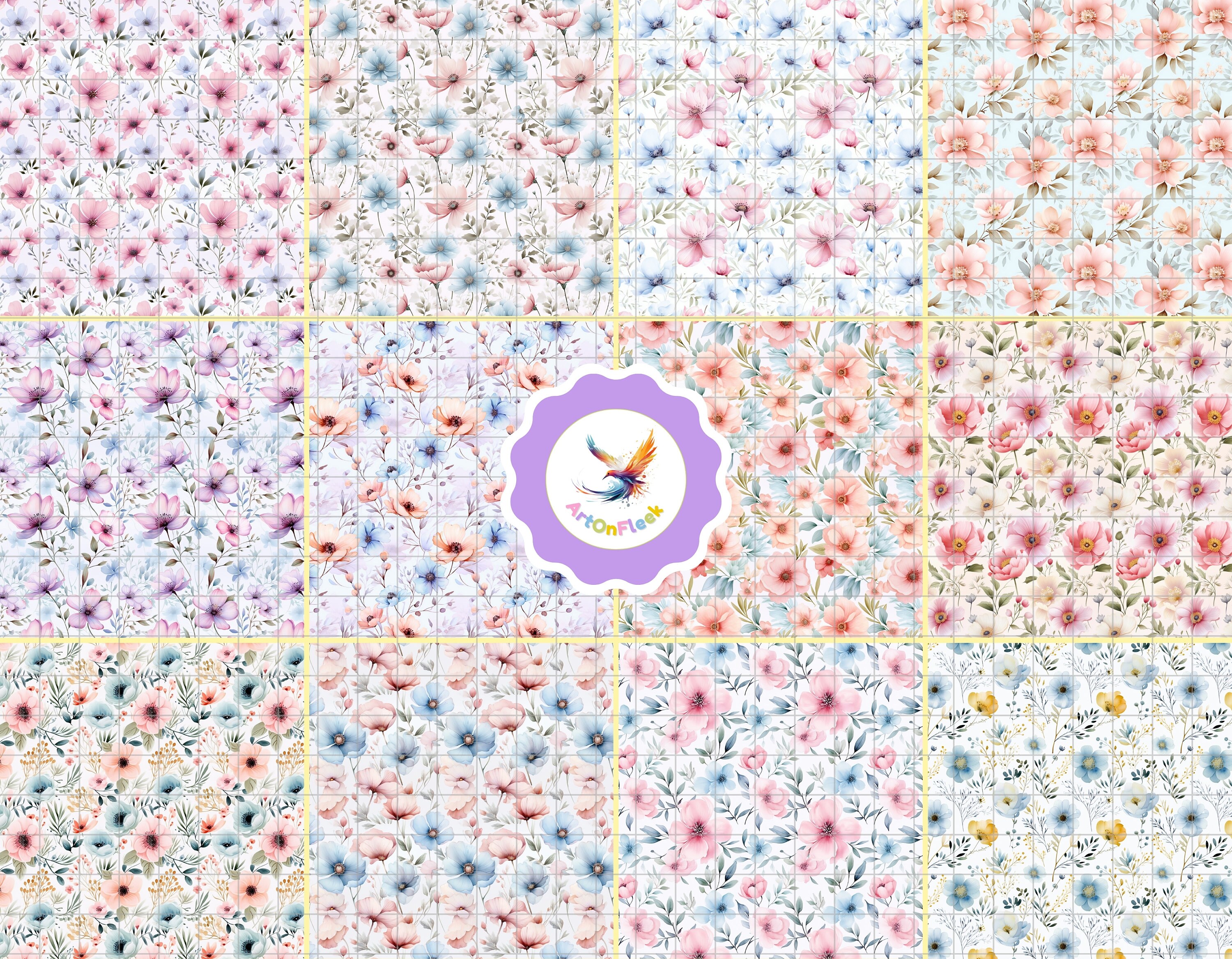 Spring Floral Watercolor Digital Paper Seamless Pattern Digital ...