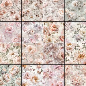 Watercolor Peonies Floral Seamless Patterns, Watercolor Digital Papers ...