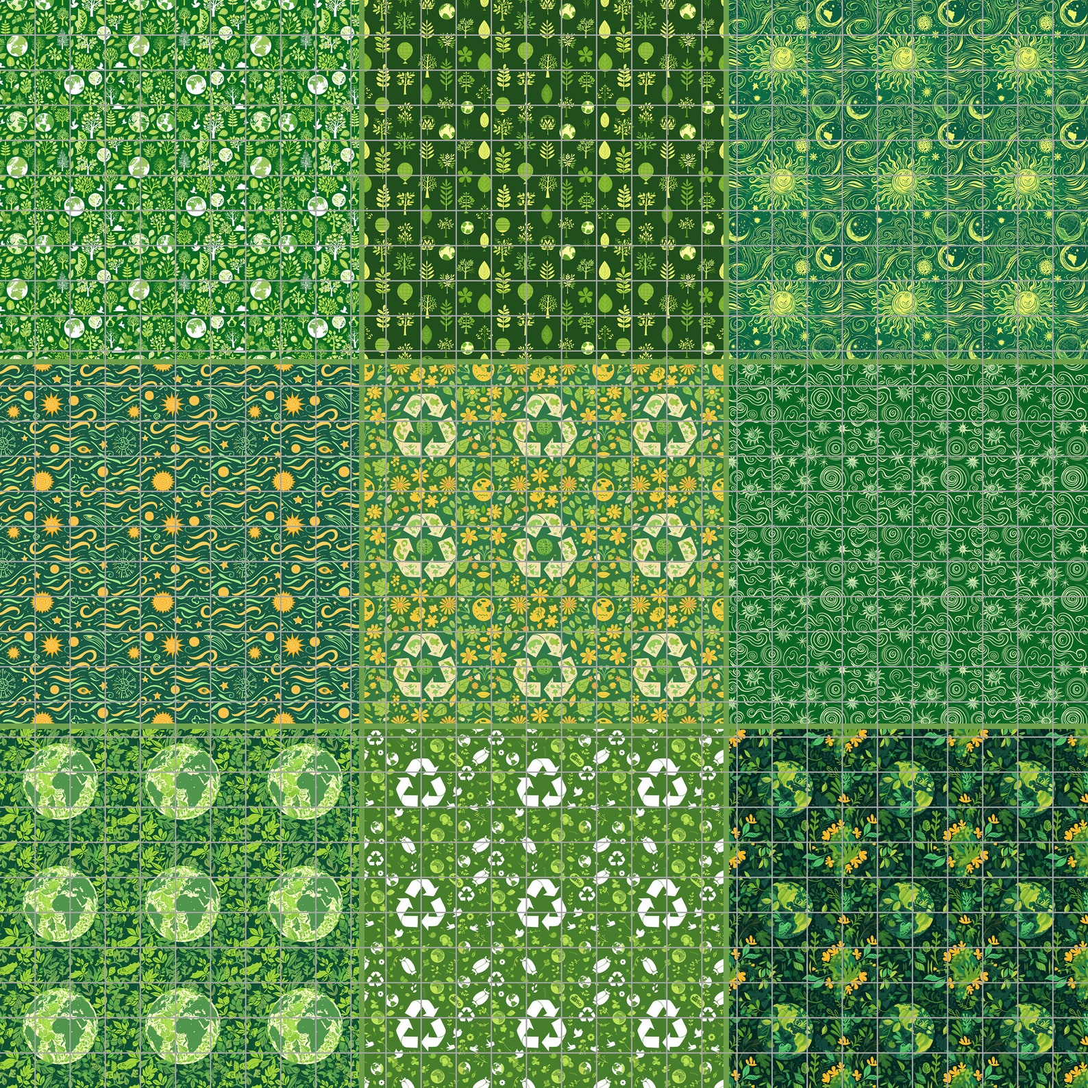 Earth Day Digital Paper Nature Lover Seamless Pattern Eco Friendly ...