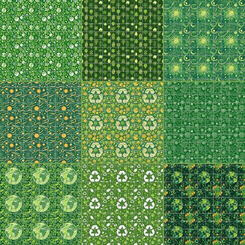 Earth Day Digital Paper Nature Lover Seamless Pattern Eco Friendly ...