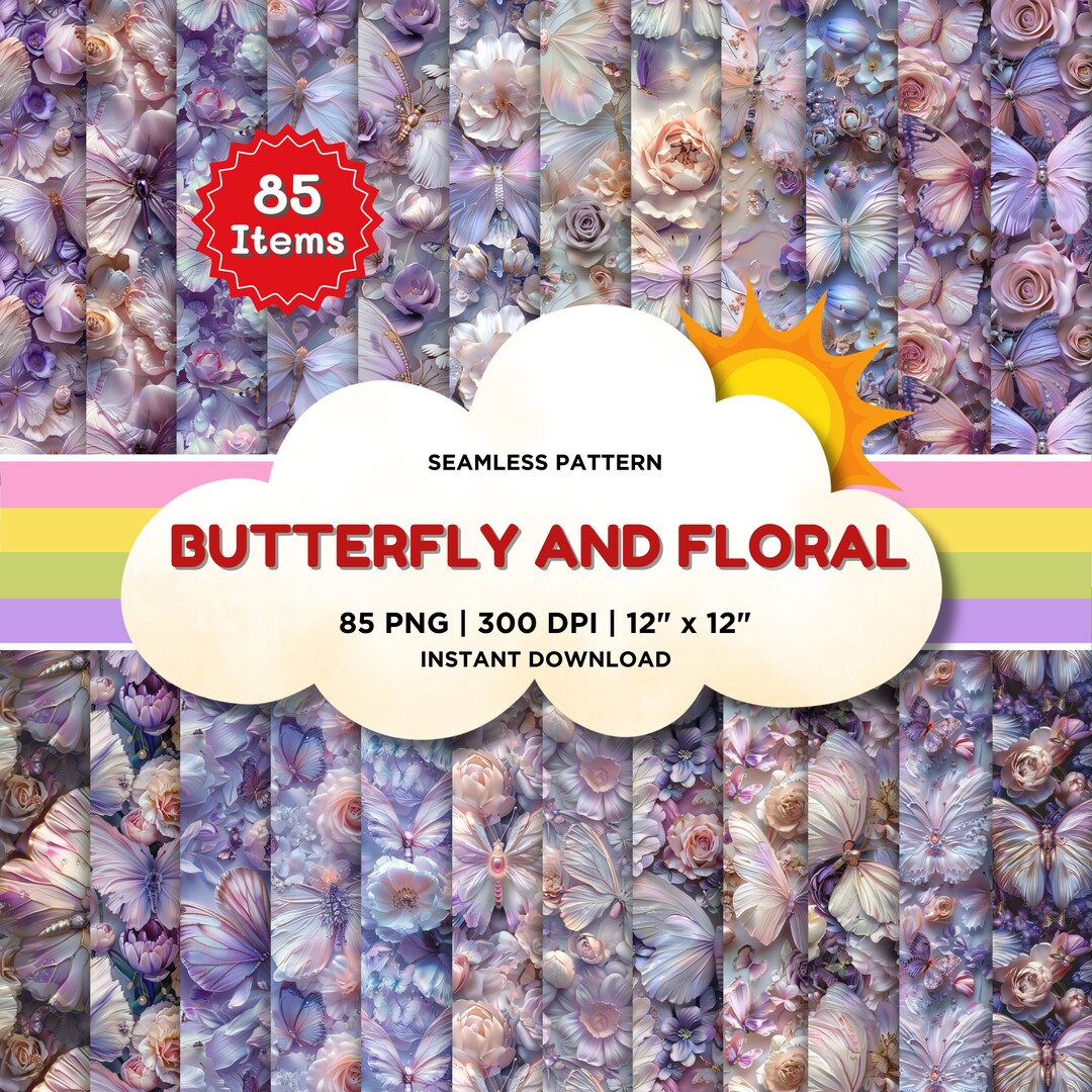 Butterfly Floral Seamless Pattern, Gorgeous Digital Paper, Butterfly ...
