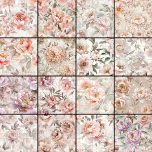 Watercolor Peonies Floral Seamless Patterns, Watercolor Digital Papers ...