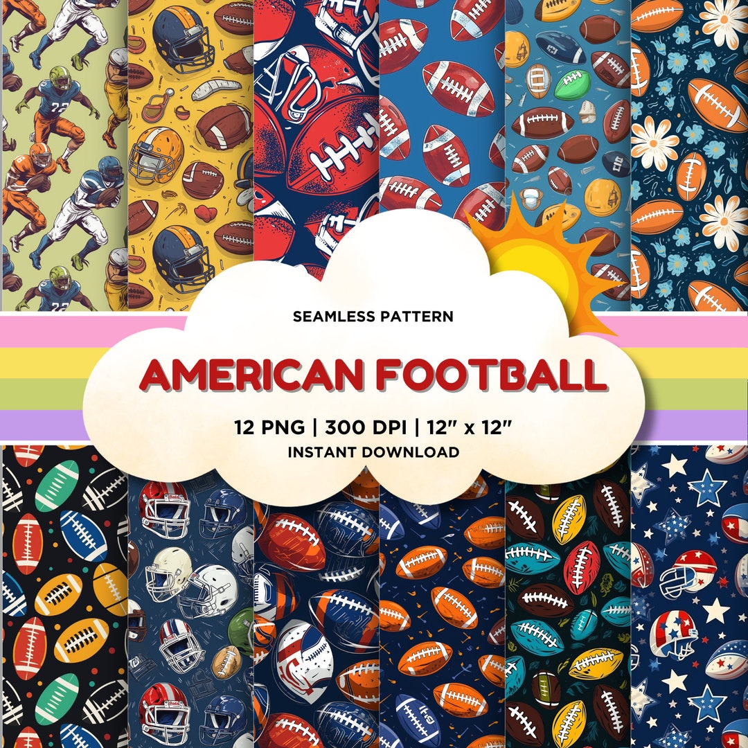 Super Bowl, American Football, 12 Digital Paper, Seamless Pattern, US ...
