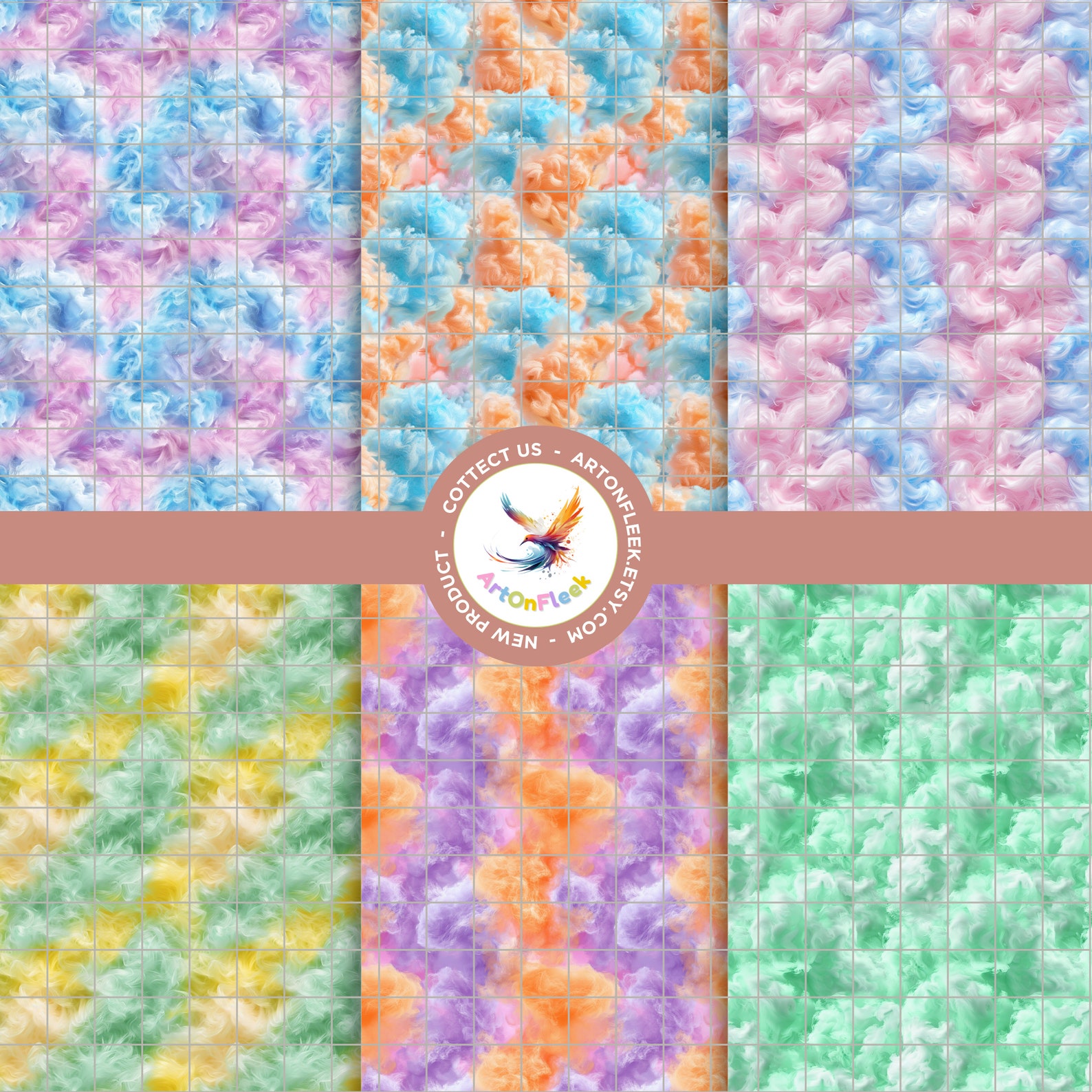 Cotton Candy Seamless Pattern, Pastel Texture Digital Paper, Pastel ...