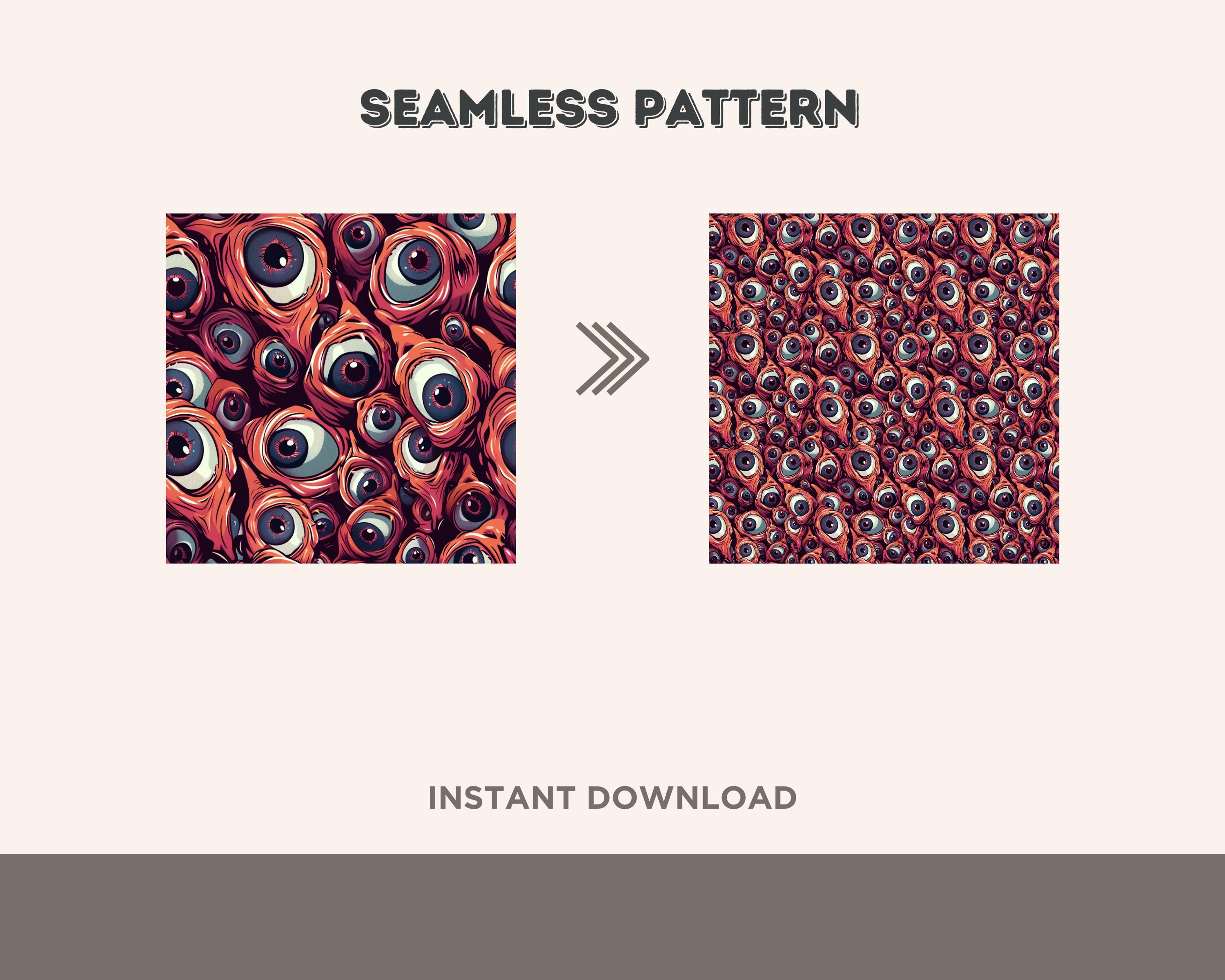 Halloween Eyes Digital Papers, Spooky Eyes Seamless Pattern Scary ...