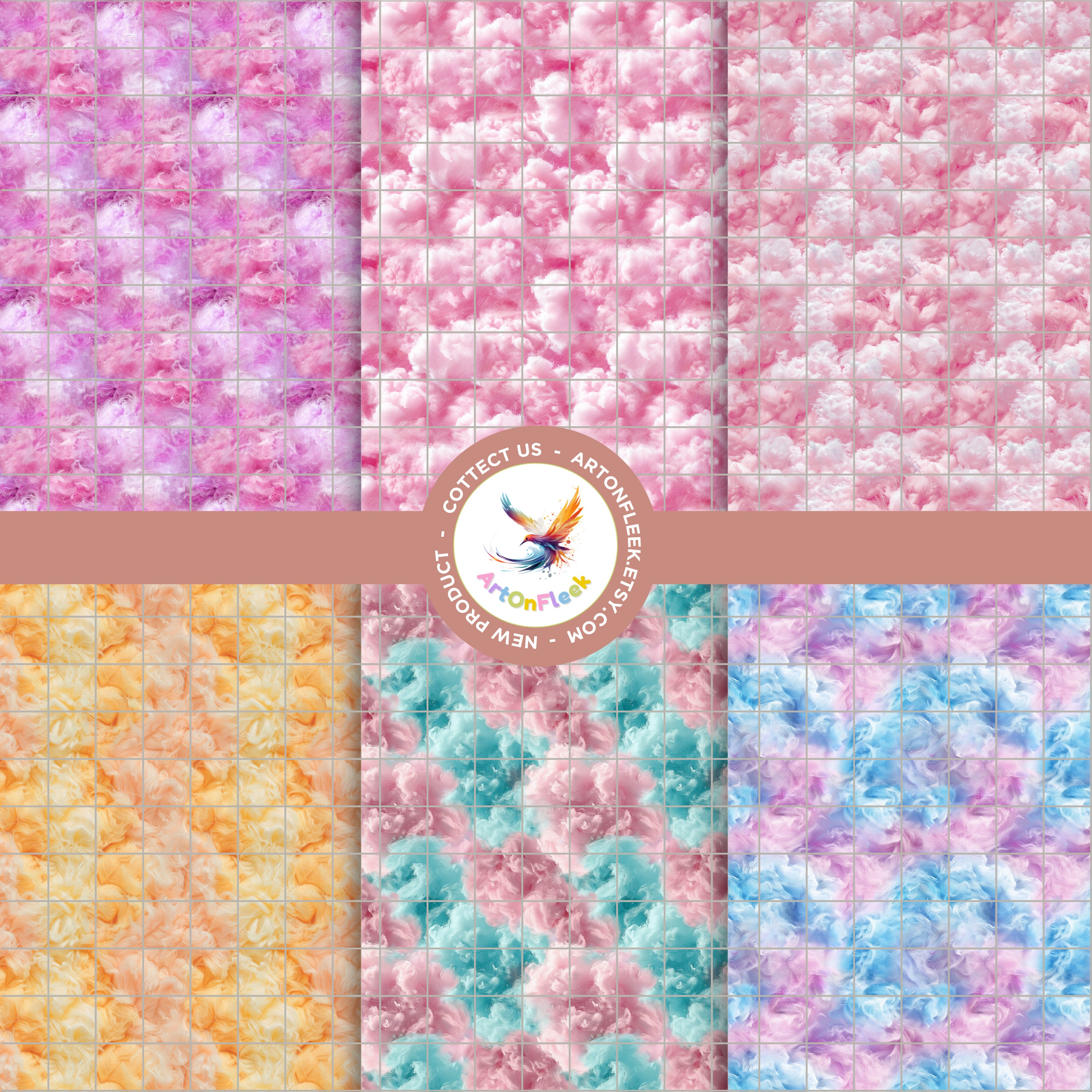 Cotton Candy Seamless Pattern, Pastel Texture Digital Paper, Pastel ...