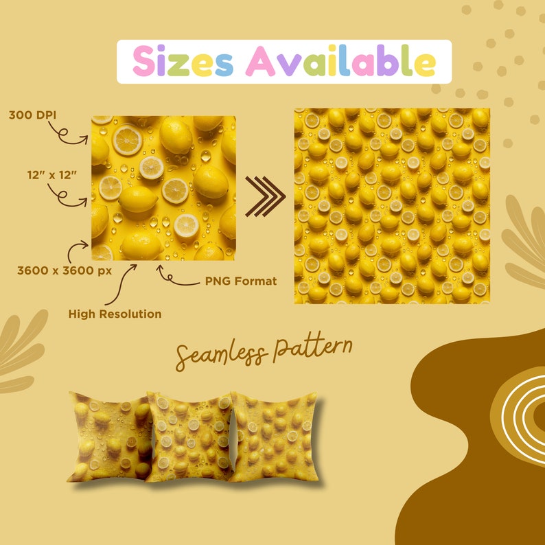 Lemon Water Drop Seamless Pattern, Lemonade Digital Paper, Summer ...